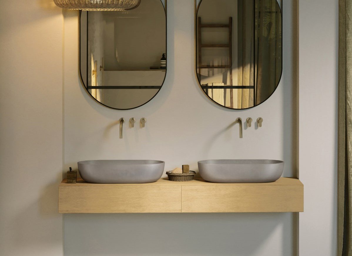 Cocoon ZEN BASIN Ovale Waskom Concrete-03 | Dunnink Zwolle