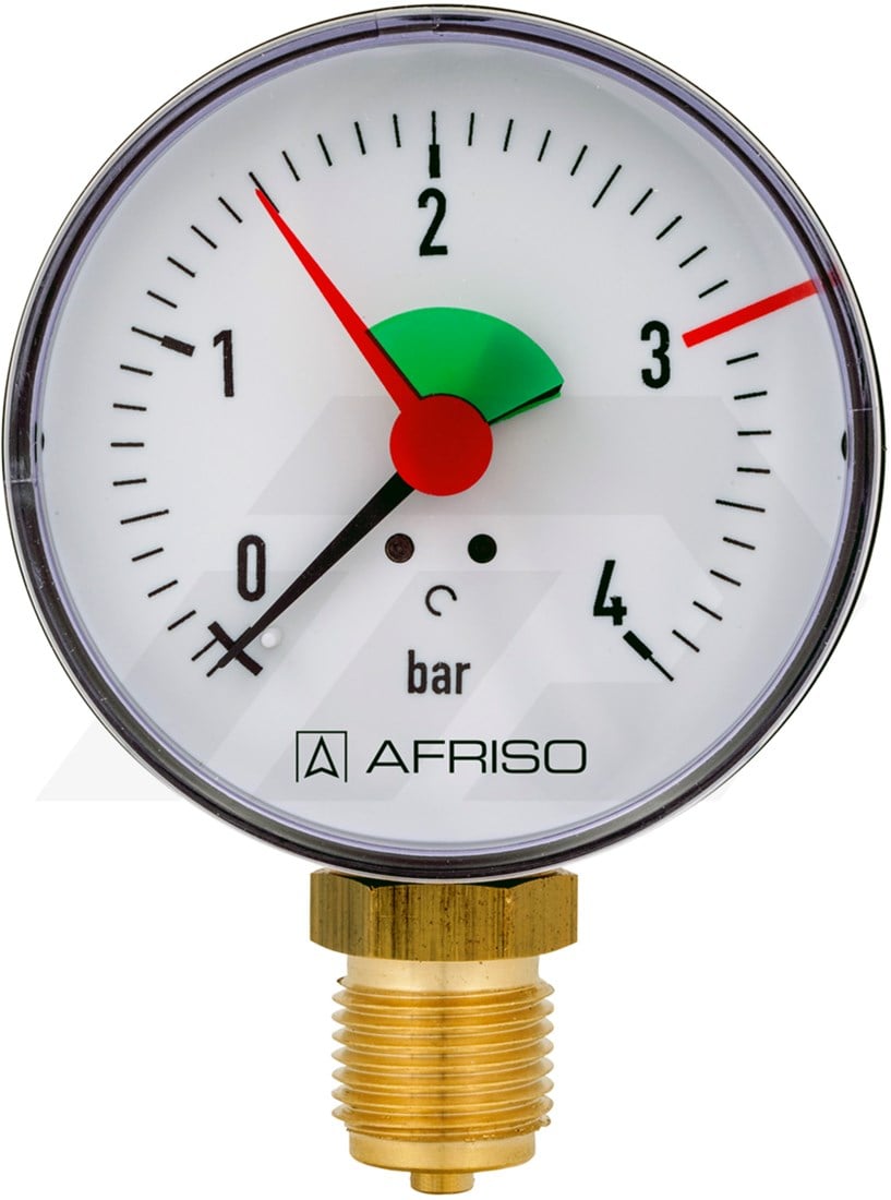 Afriso Manometer 80mm 1/2" Onderaansluiting 0-4 bar