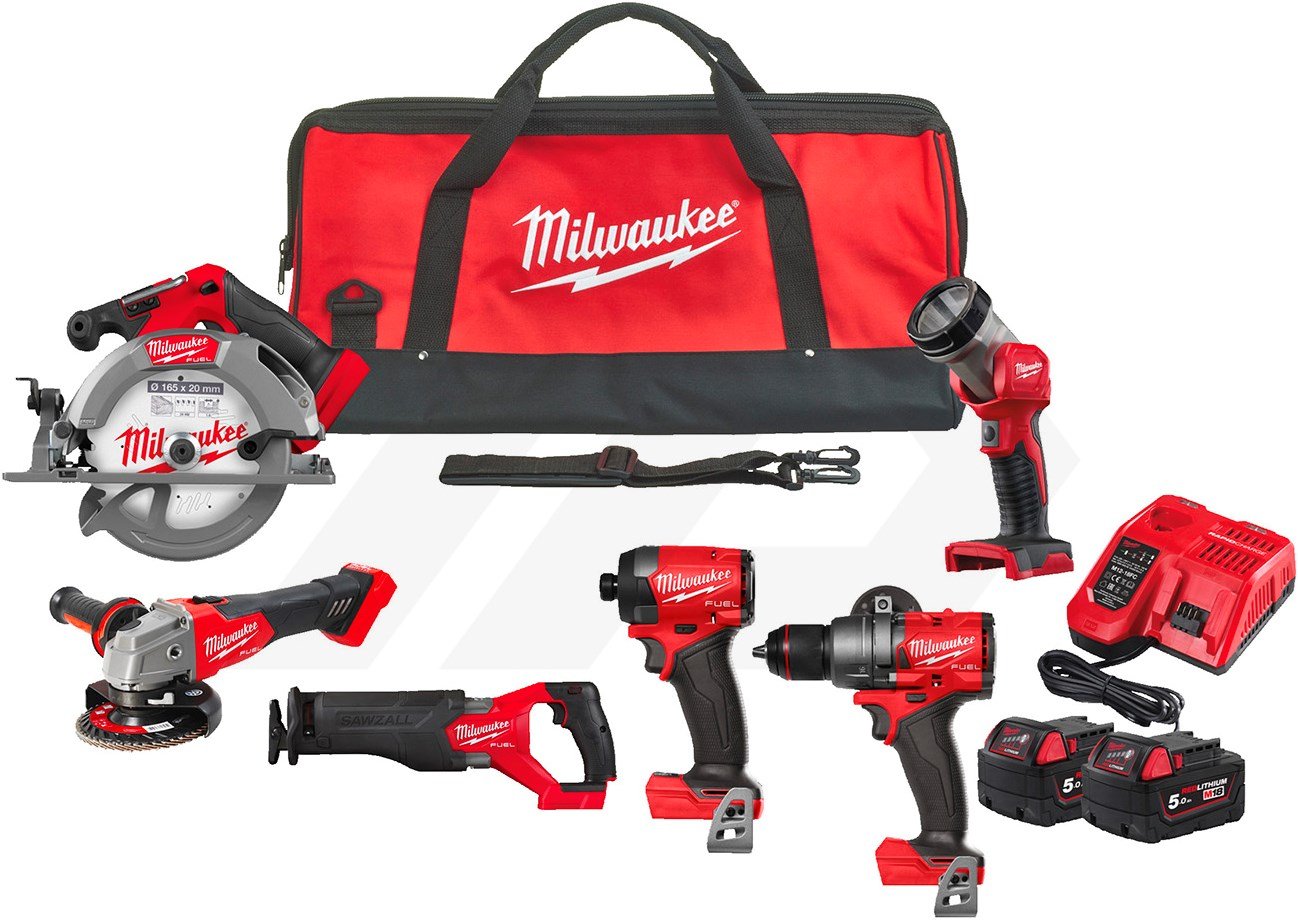 Milwaukee M18 FPP6G3-502B 18V Powerpack Combiset 6-Delig (2x5,0Ah, in Tas)