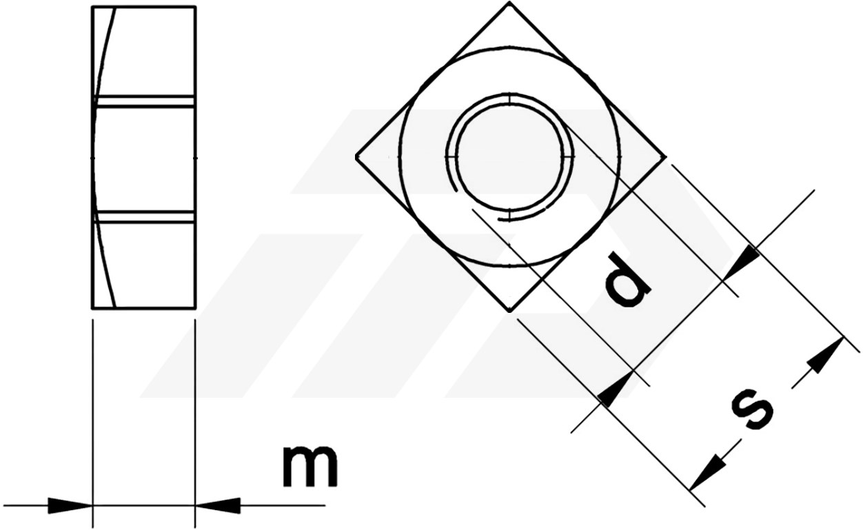 Vierkante Moer M6 Verzinkt DIN 557-2